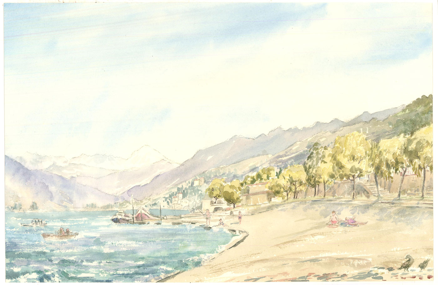 Sylvia E. Churchward-Wade - Contemporary Watercolour, A Day at The Lake ...