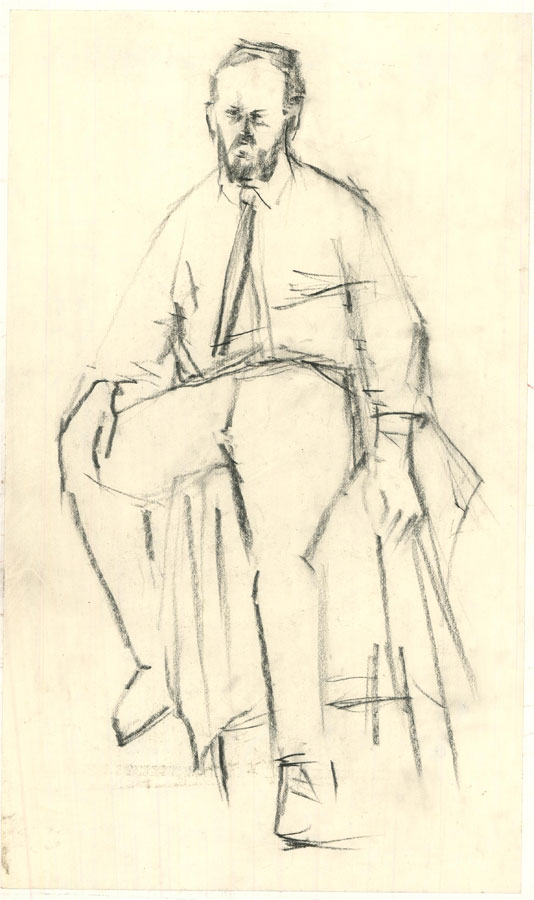 Val Hamer - Contemporary Charcoal Drawing, Seated Gentleman by Val ...