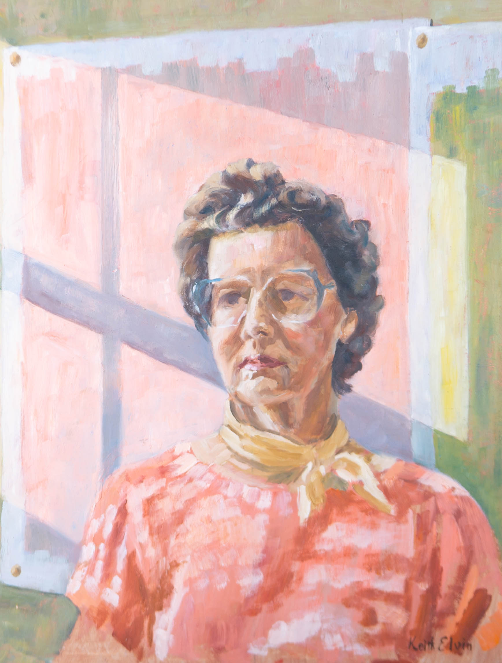 Keith Elvin - 20th Century Oil, Woman in a Yellow Neckerchief by Keith ...