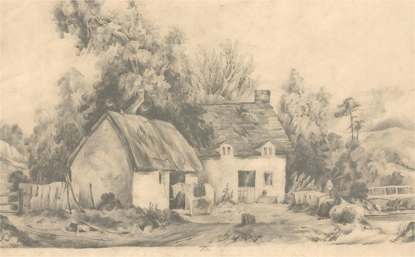 20th Century Graphite Drawing - Secluded Farm: Kunst / Grafik / Poster ...