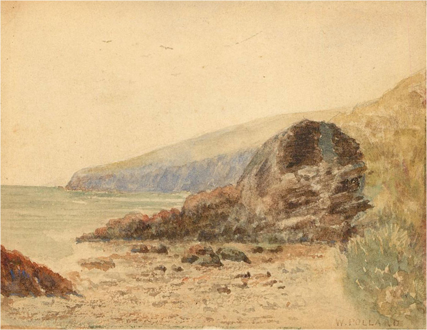 William Pollard - Late 19th Century Watercolour, Rocky Shoreline da ...