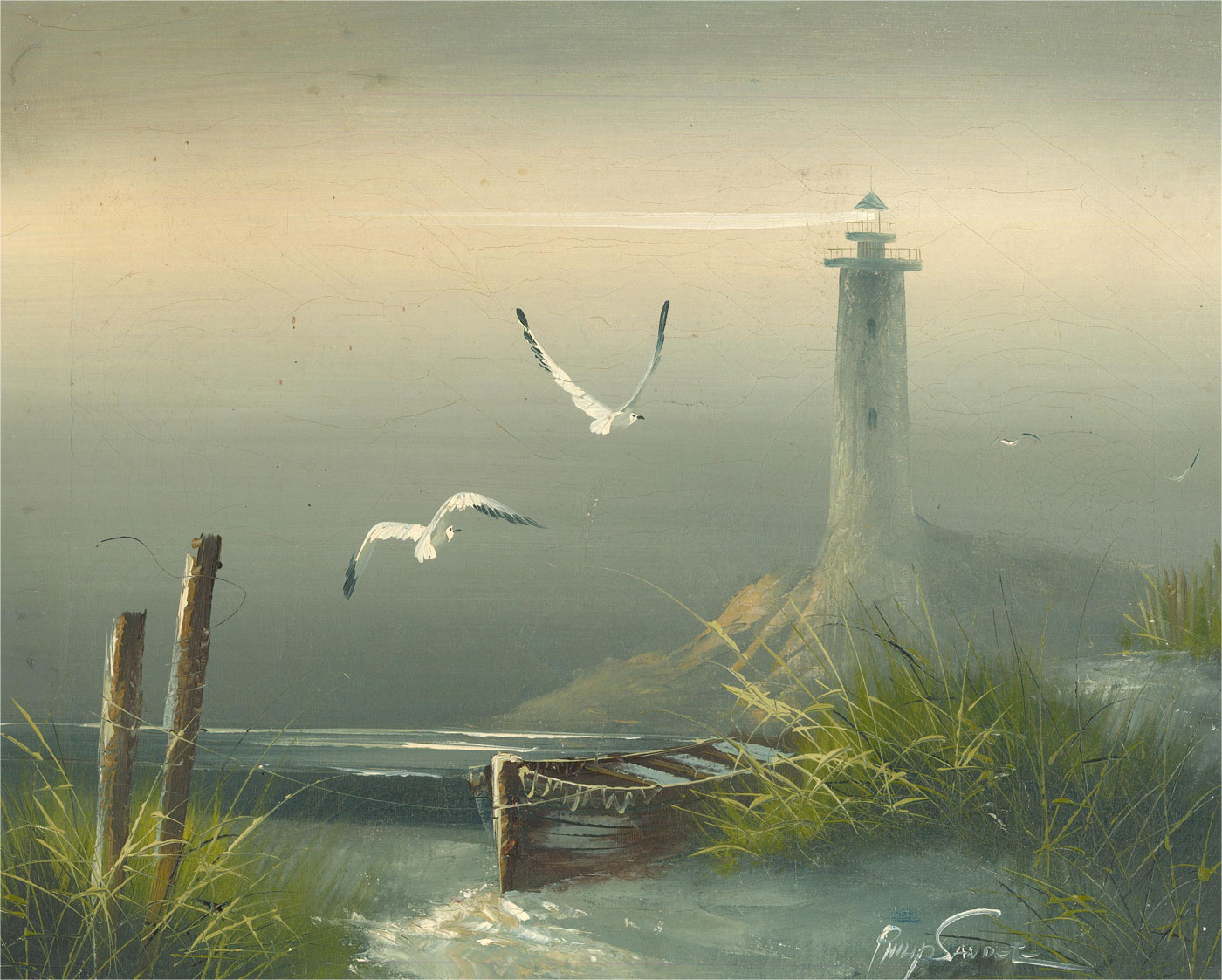 Philip Sandee (1904-1996) - 20th Century Oil, Lighthouse Scene by ...