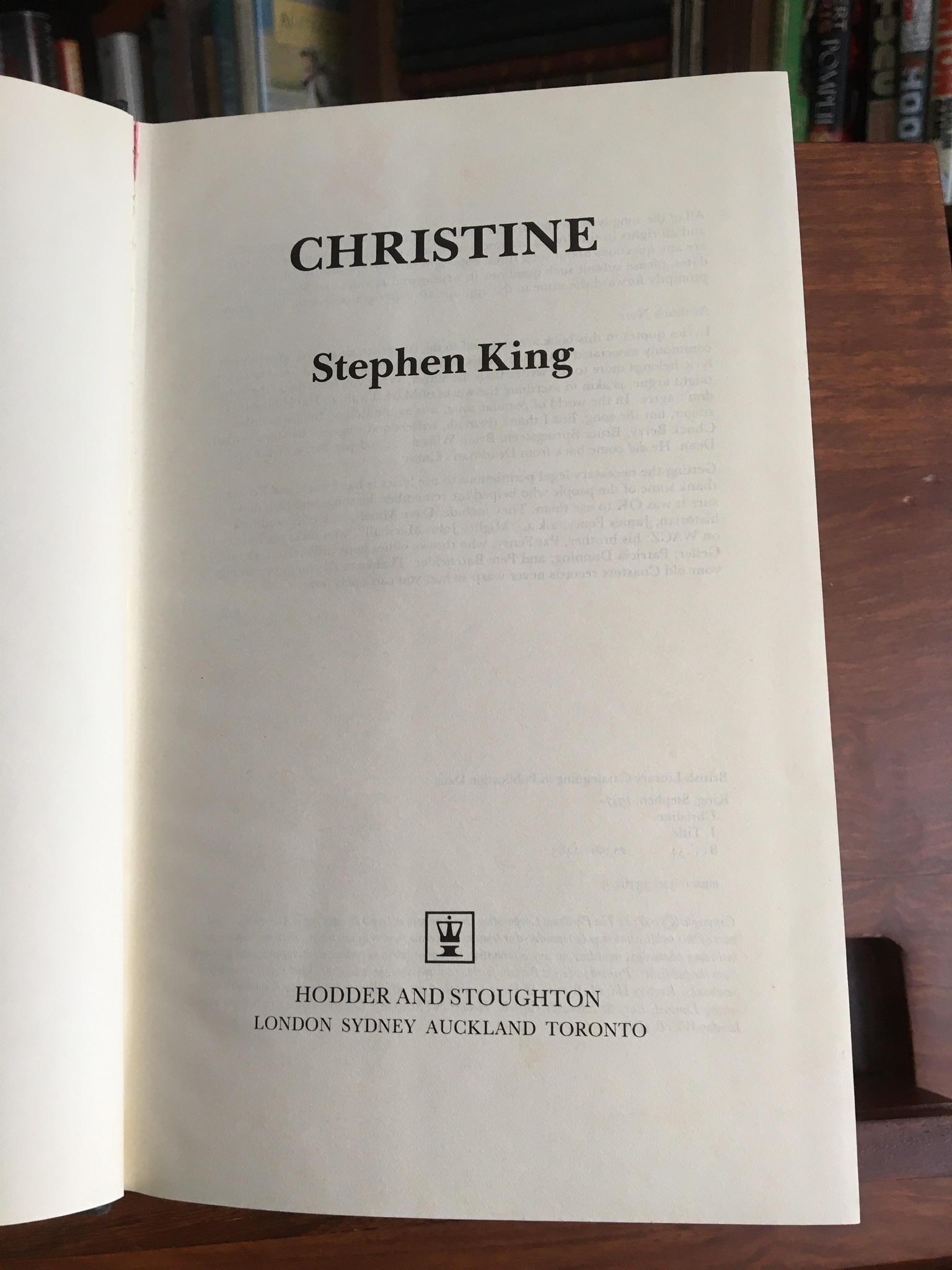Christine by Stephen King: Very Good Hardcover (1983) 1st Edition ...