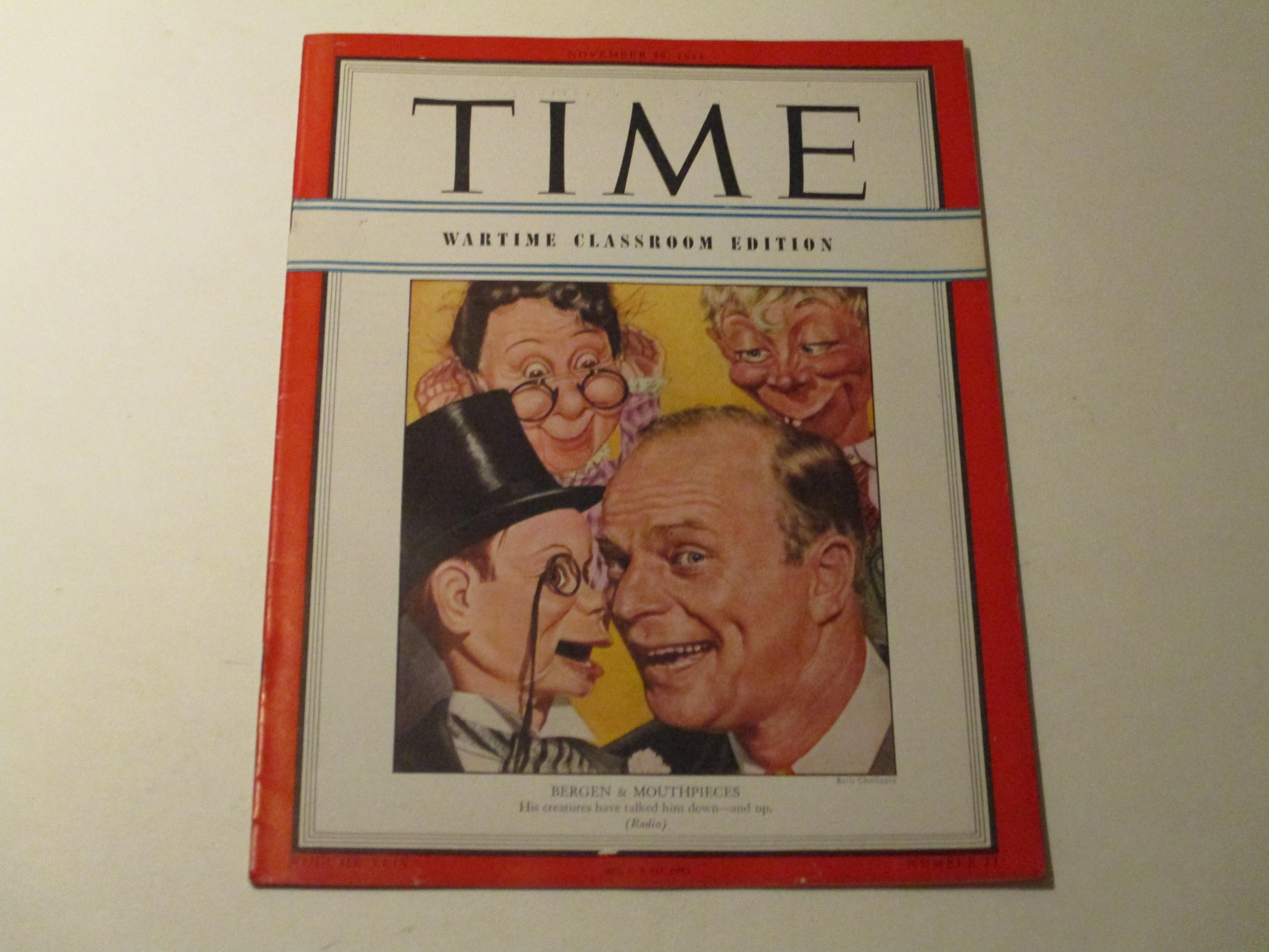 November 20,1944 Time Magazine Wartime Classroom Edition: Edgar Bergen ...