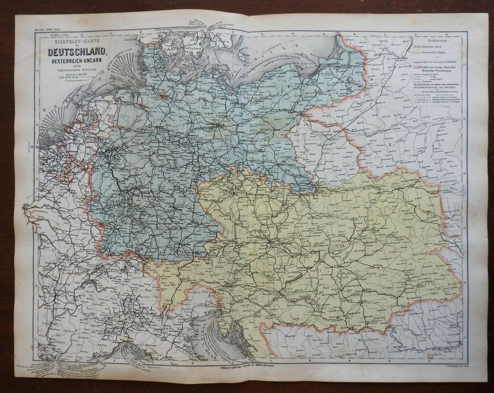 Railroad Map of German Empire & Austria-Hungary 1873 Ravenstein map ...