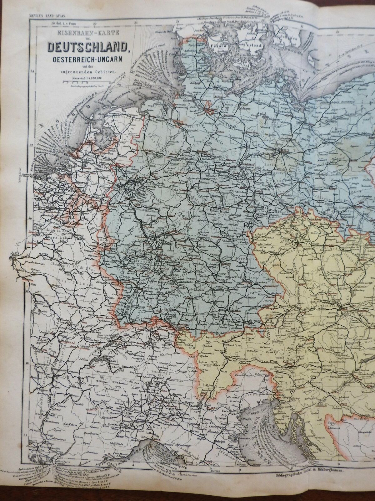 Railroad Map of German Empire & Austria-Hungary 1873 Ravenstein map ...