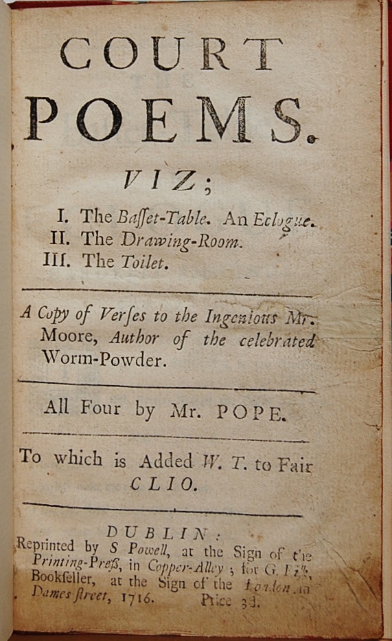 Court Poems. Viz; 1. The Basset-table. An Eclogue. II. The Drawing-room ...