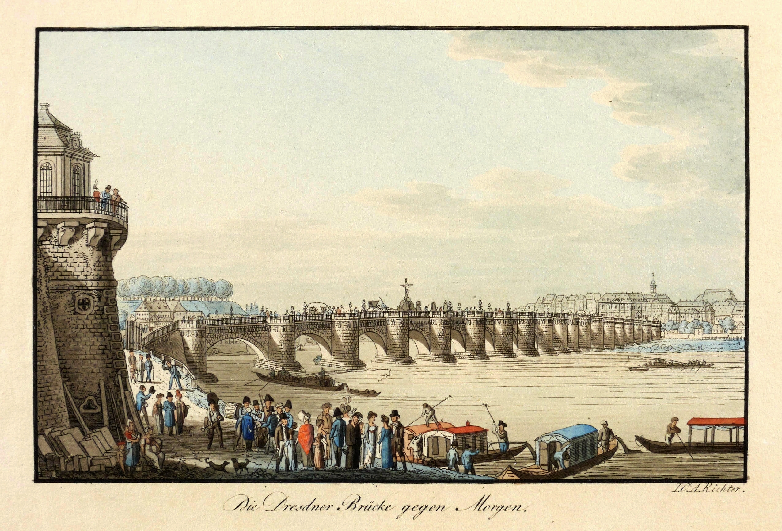 Dresden. Altstadt. - Augustusbrücke. Johann Carl August Richter. Die ...