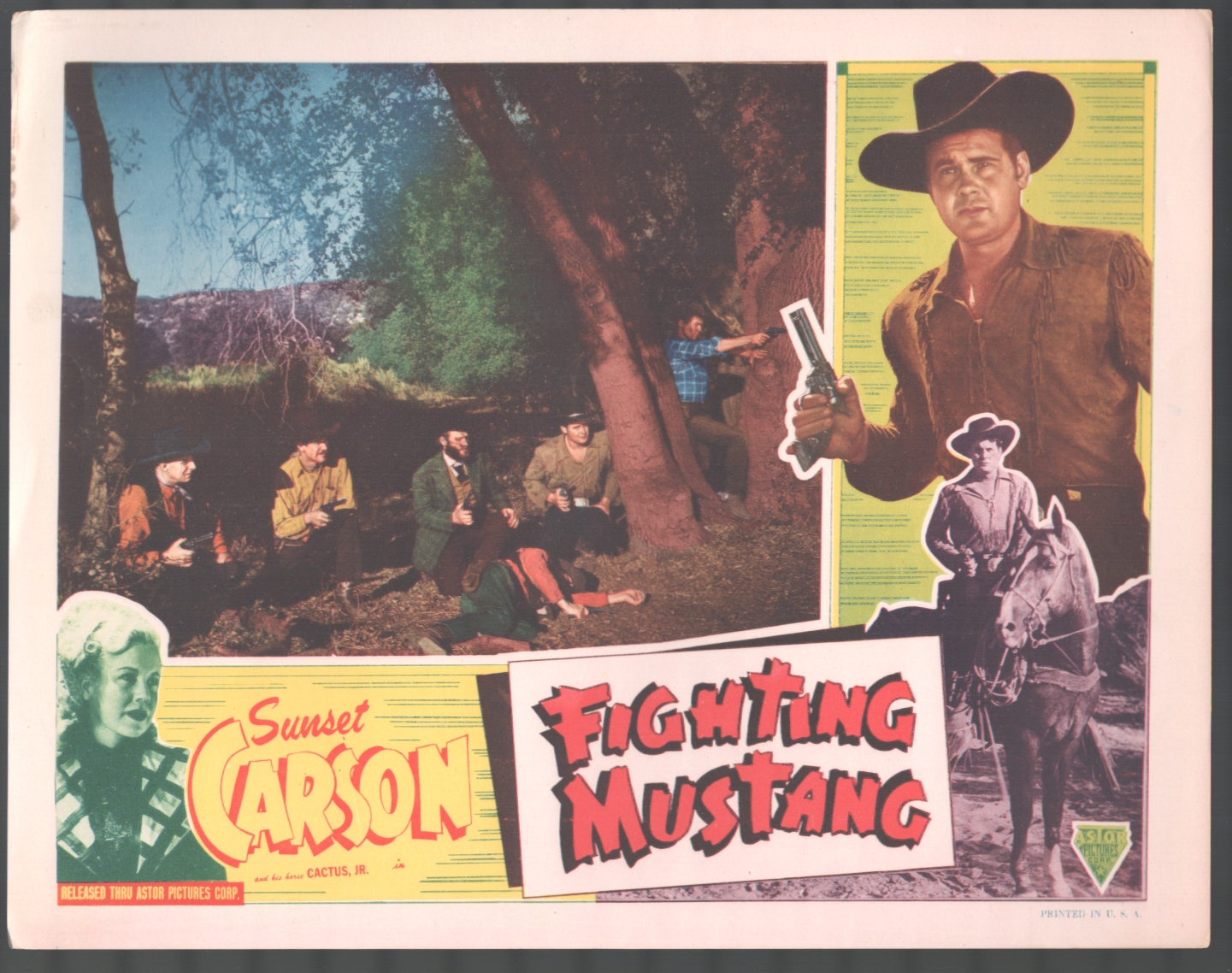 Fighting Mustang 11x14 Lobby Card Sunset Carson: (1948) Photograph | DTA Collectibles
