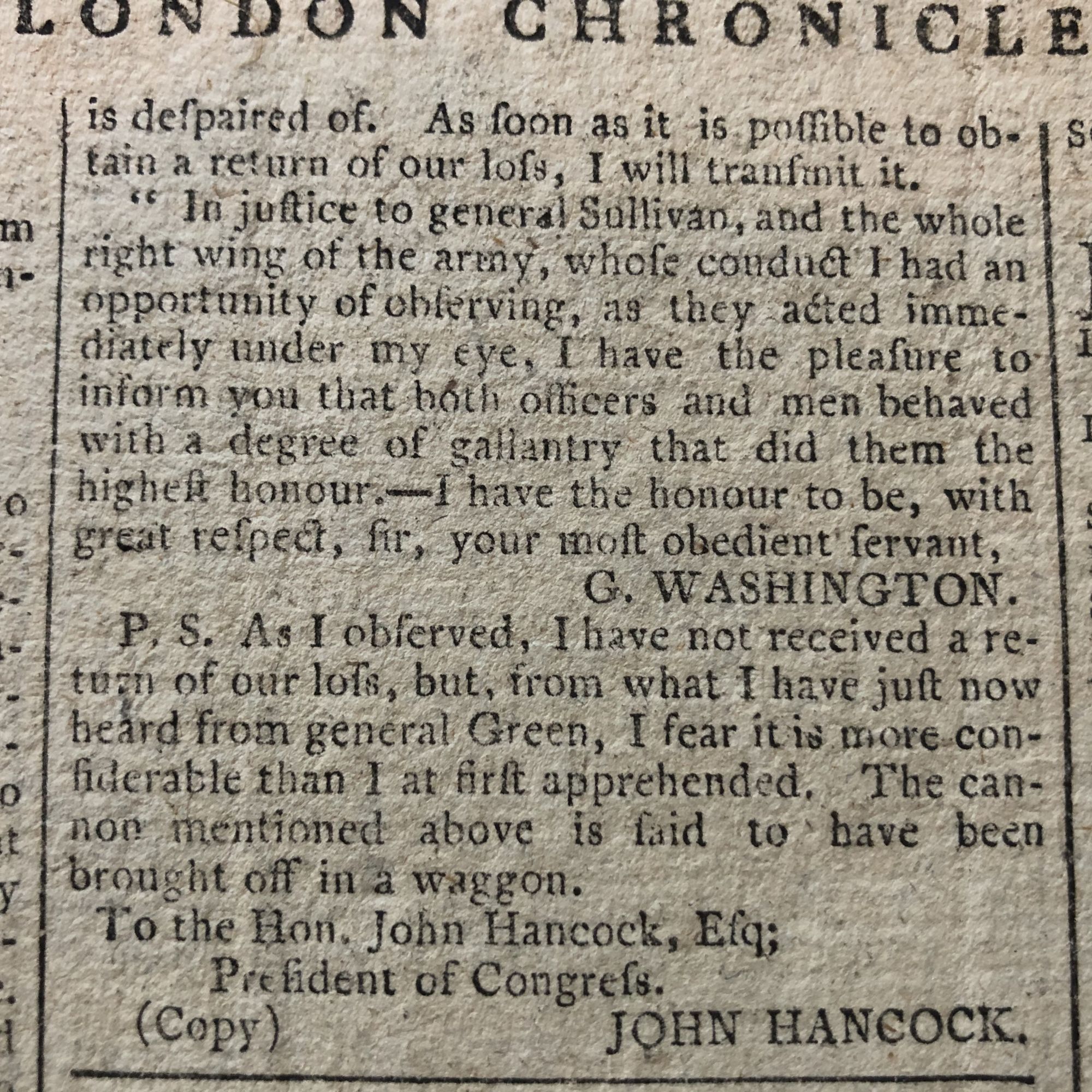1777 Revolutionary War Newspaper George Washington Letter Battle Of