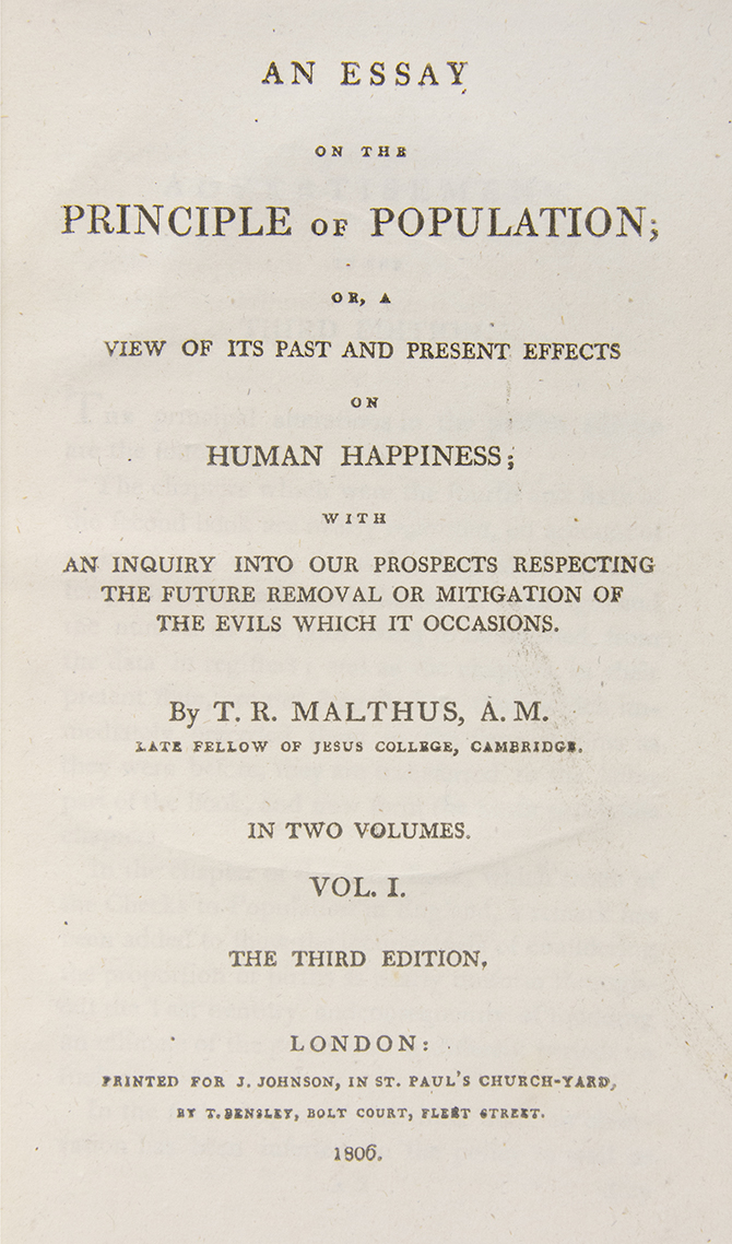 An Essay On The Principle Of Population Or A View Of Its Past And Present Effects On Human