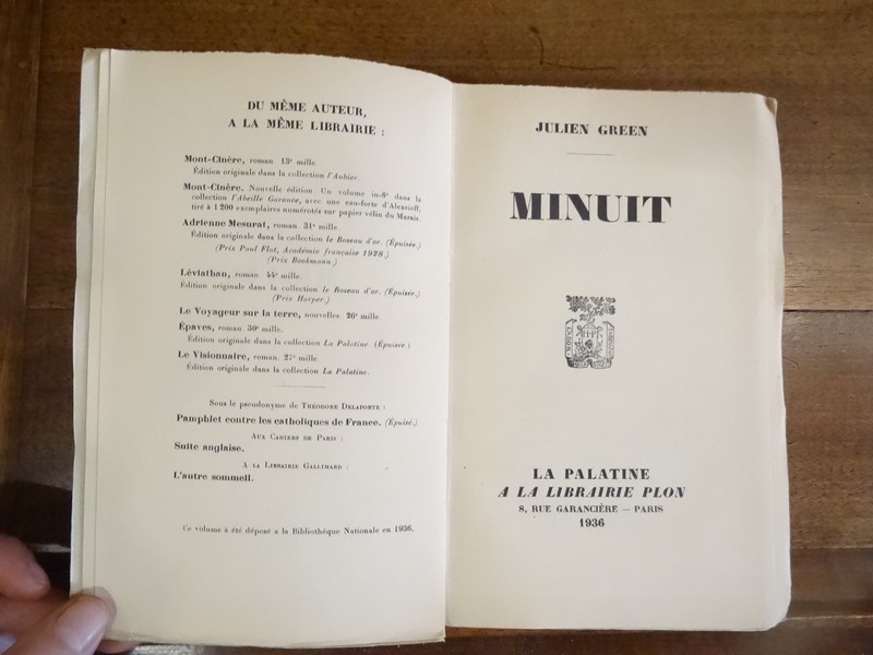 Minuit by Green, Julien: Très bon Couverture souple Edition originale | Librairie Lang