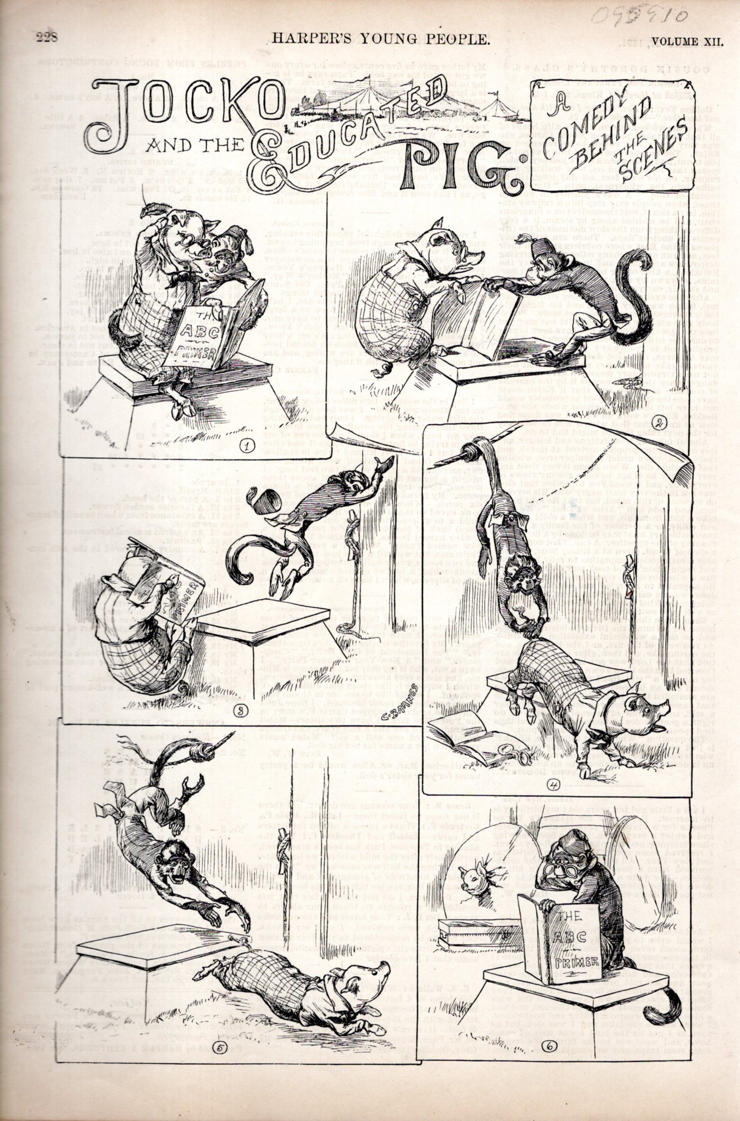 ENGRAVING: 'Jocko and the Educated Pig: A Comedy Behind the Scenes ...