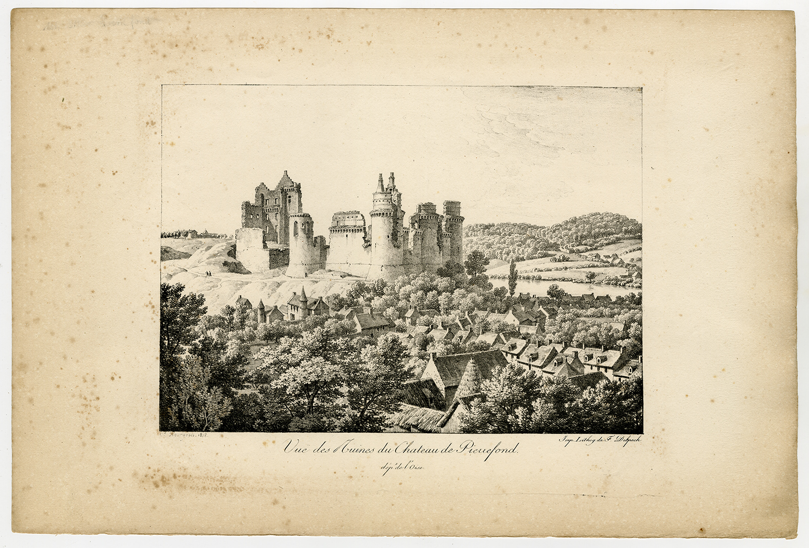 Antique Master Print-LANDSCAPE-FRANCE-PIERREFOND-CASTLE-OISE-Bourgeois ...