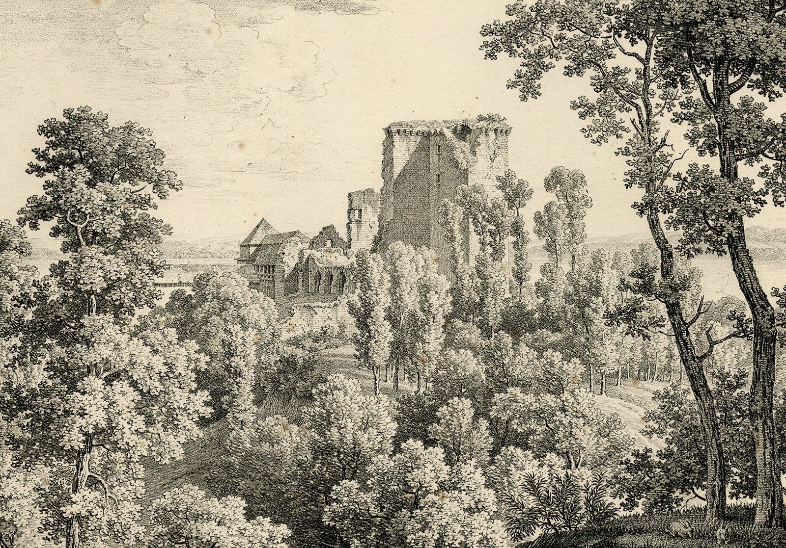 Antique Master Print-FRANCE-TANCARVILLE-CASTLE-EARLY LITHOGRAPHY ...