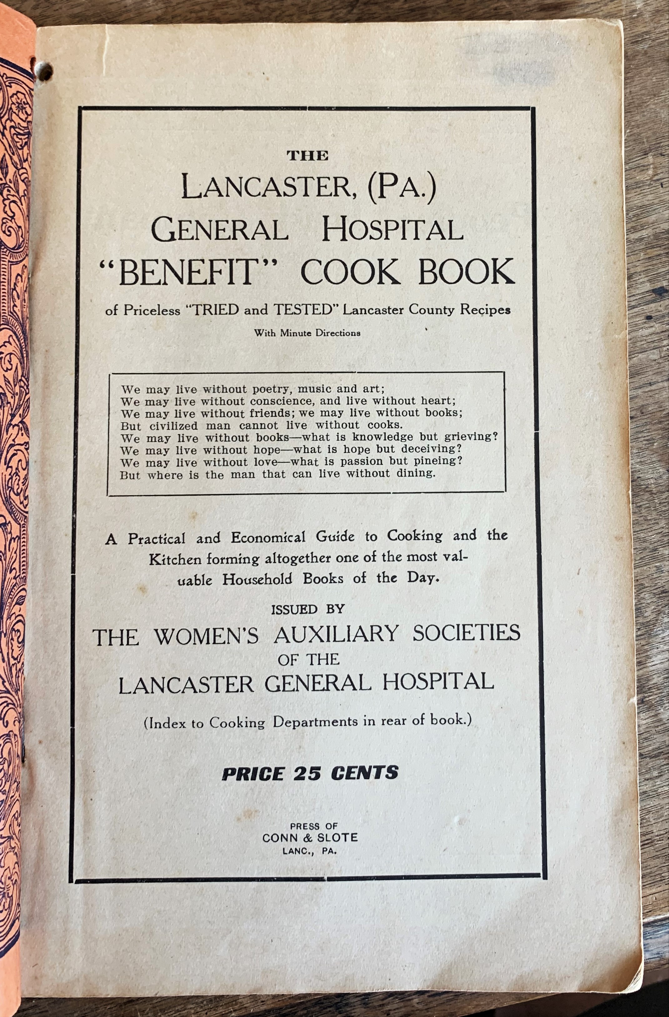 The Lancaster (PA) General Hospital "Benefit" Cook Book Of Priceless ...