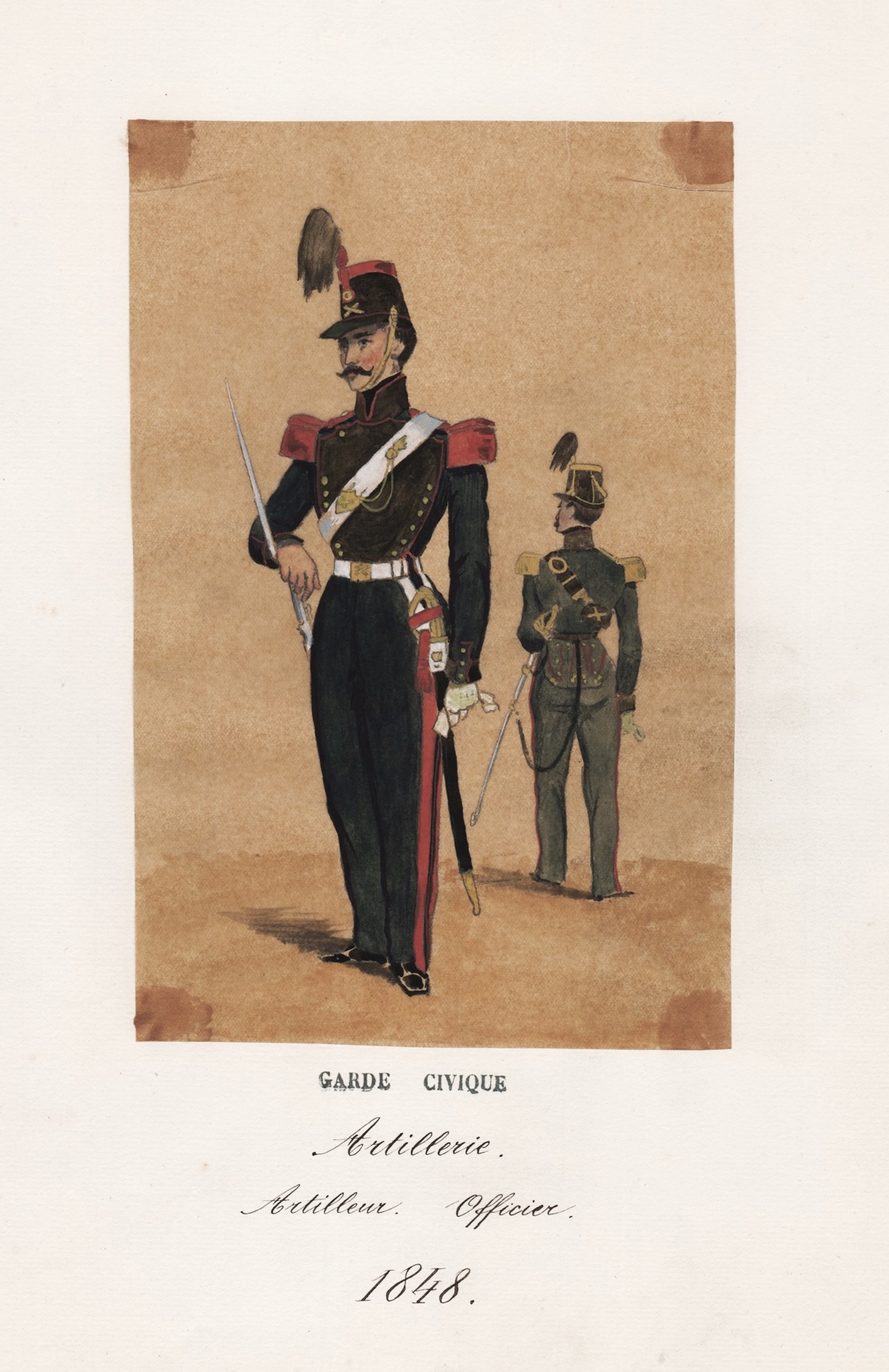 "Artillerie Artilleur Officier 1848" / "Costumes Militaires Belges ...