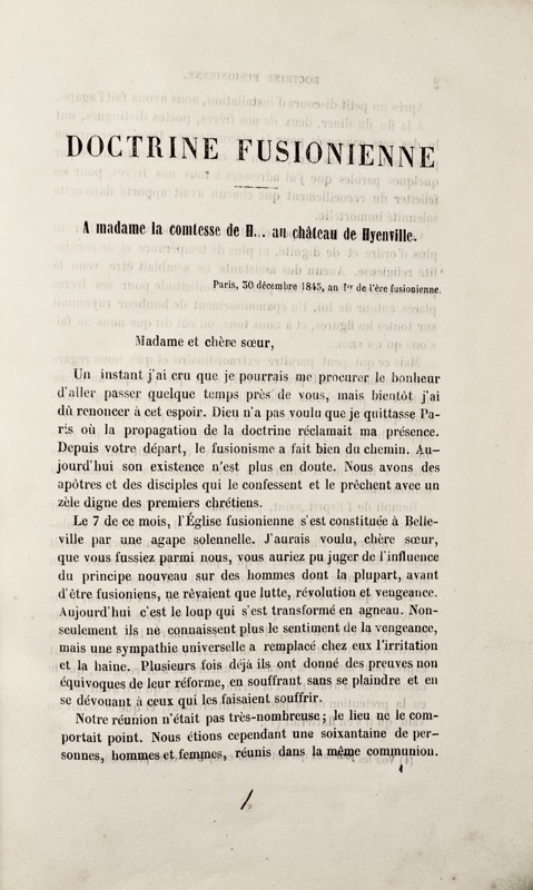 Doctrine fusionienne. Lettres apostoliques. von TOURREIL (Louis-Jean ...