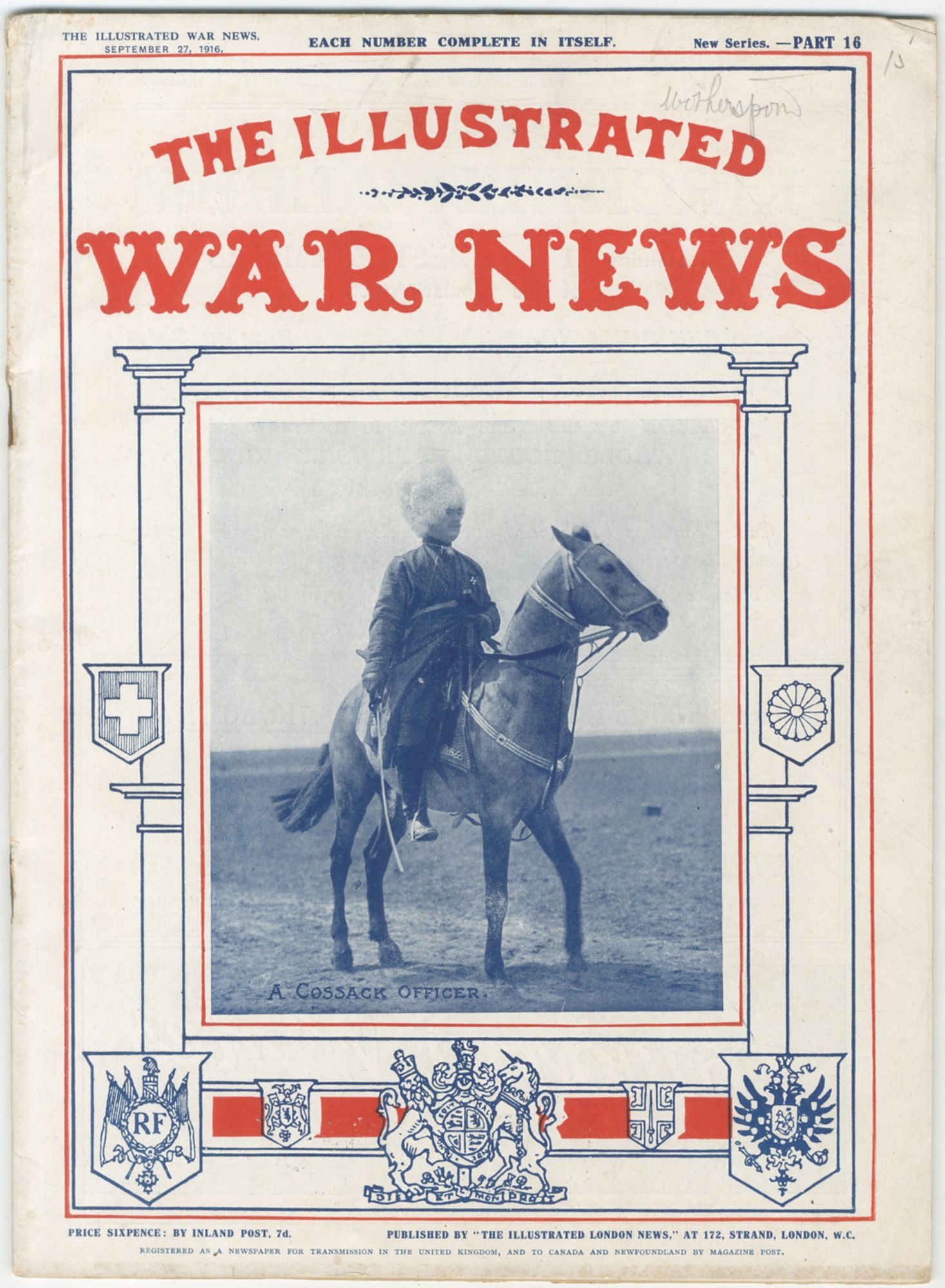 The Illustrated War News. September 17, 1916: Very Good Softcover (1916 ...