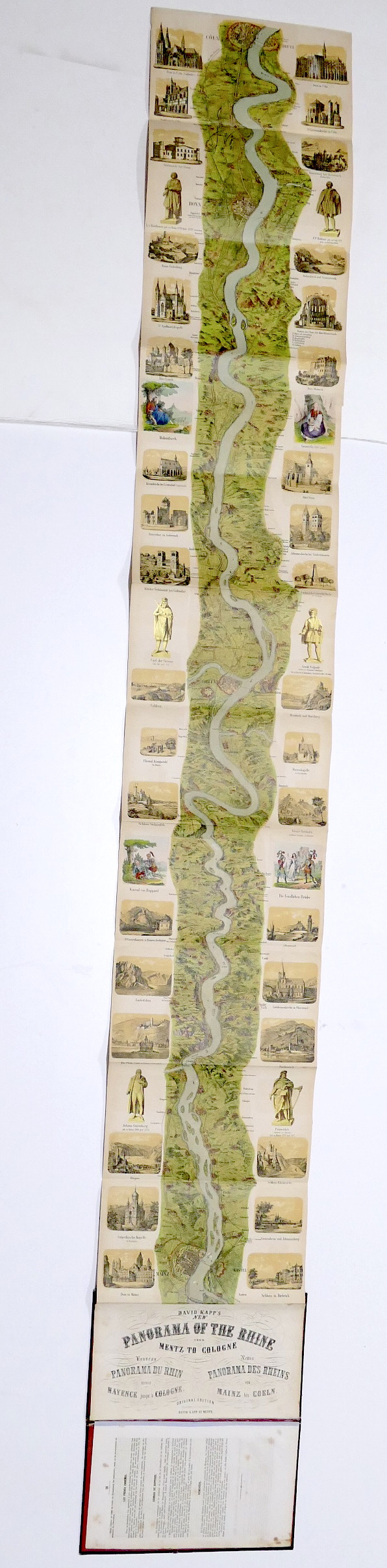 Carta geografica fiume Reno - Nouveau Panorama du Rhin de Mayence a ...