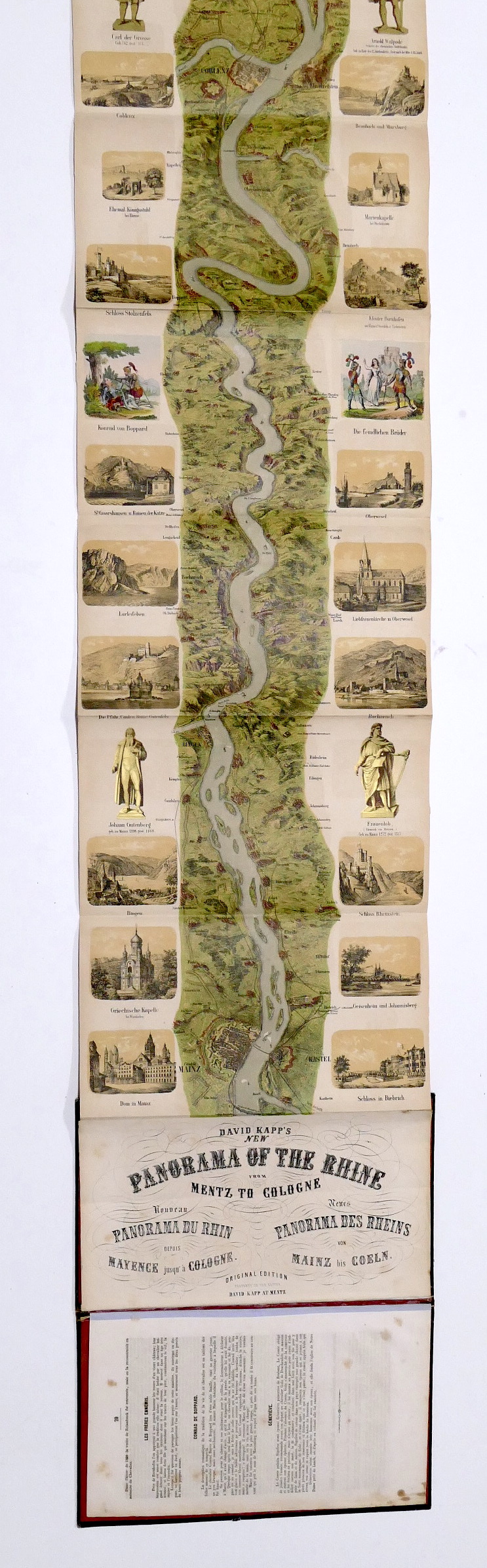 Carta geografica fiume Reno - Nouveau Panorama du Rhin de Mayence a ...