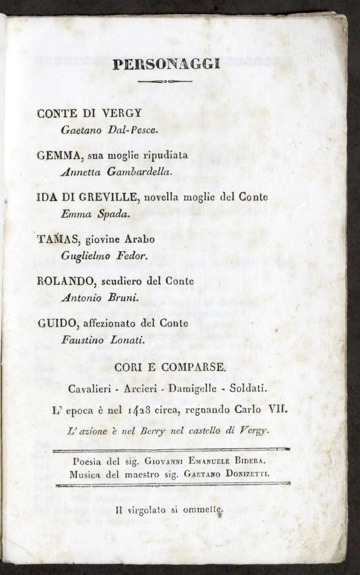 Libretto Opera - Donizetti - Gemma di Vergy - Teatro Grande Brescia ...