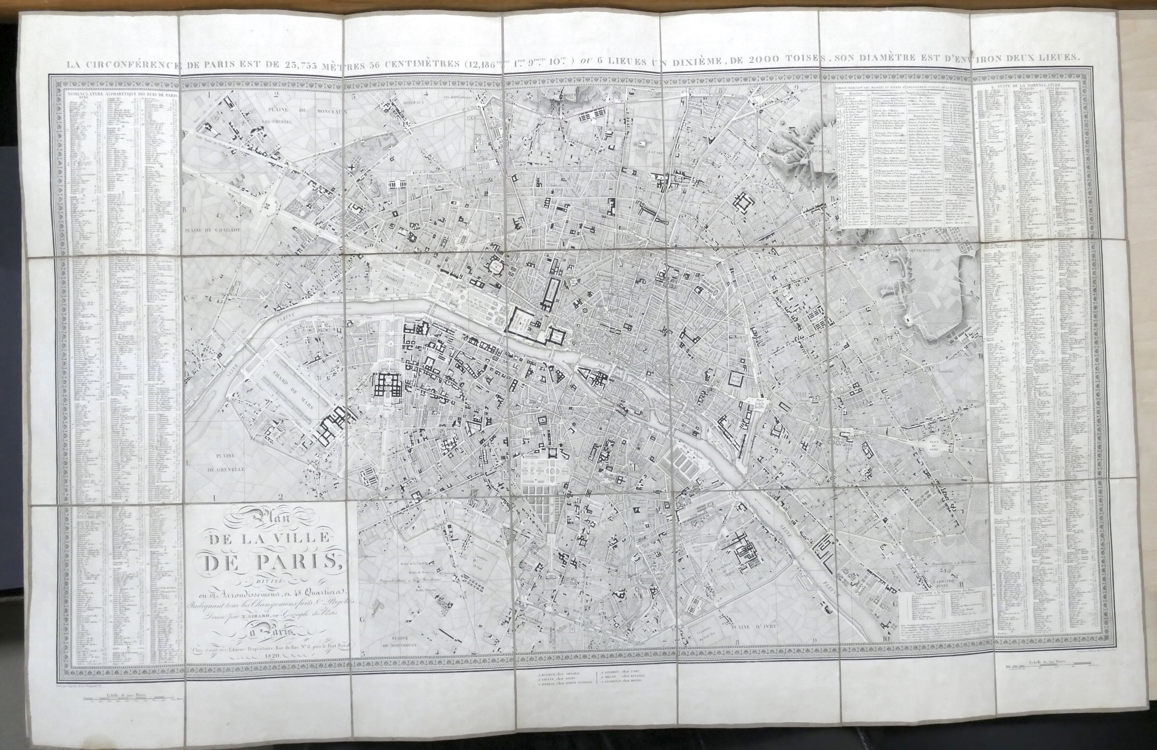 Piantina di Parigi - Plan de la ville de Paris - ed. 1820 J. Gouyon ...