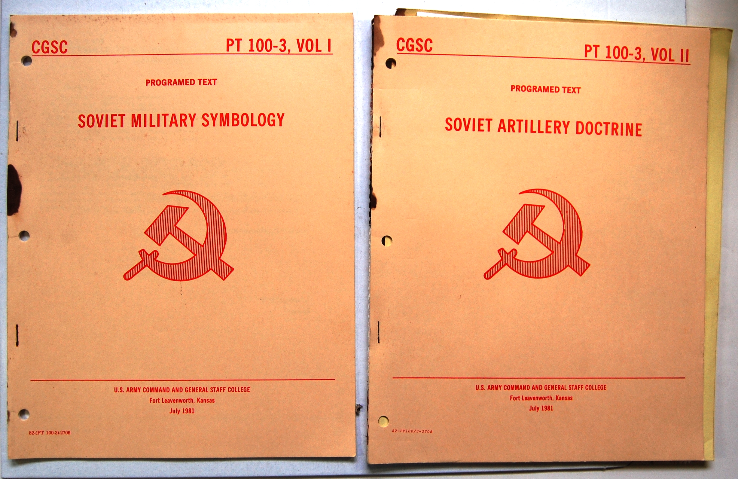 Programed Text, Soviet Military Symbology PT 100-3, Vol 1 and Vol 2 ...