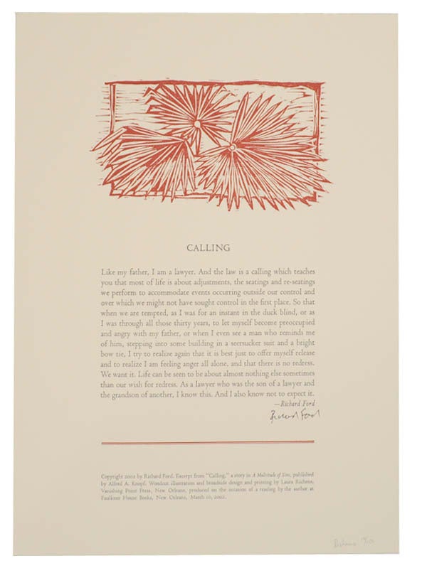 Calling (Signed Broadside) by FORD, Richard and Laura Richens: (2002 ...