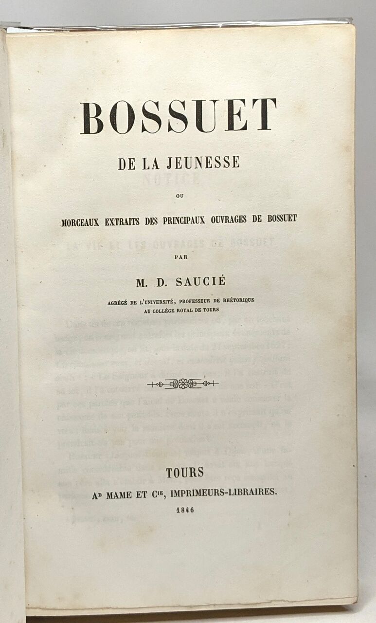 Bossuet de la jeunesse ou morceaux extraits des principaux ouvrages de ...