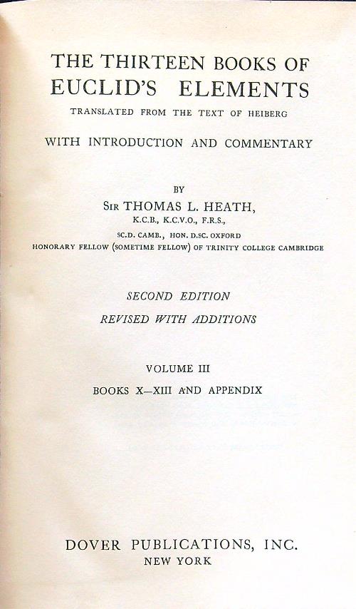 The thirteen books of Euclid's elements vol III by Heath, Thomas L ...