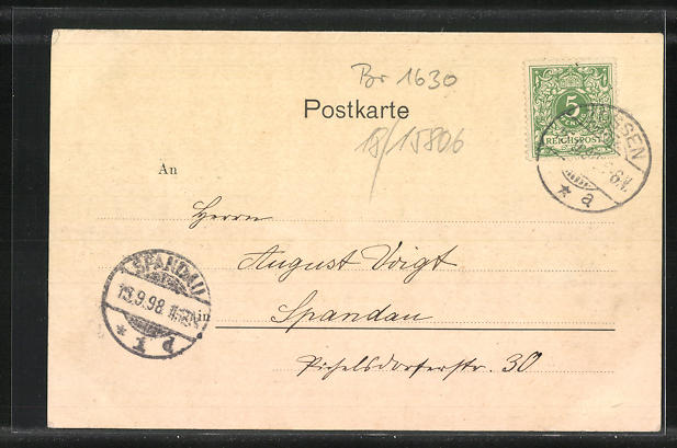 Ansichtskarte Zossen Gasthof Zum Goldenen Löwen Kriegerdenkmal 1898