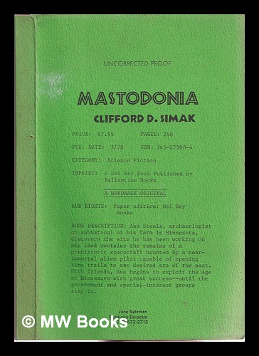 Mastodonia / Clifford D. Simak by Simak, Clifford D. (1904-1988): (1978 ...
