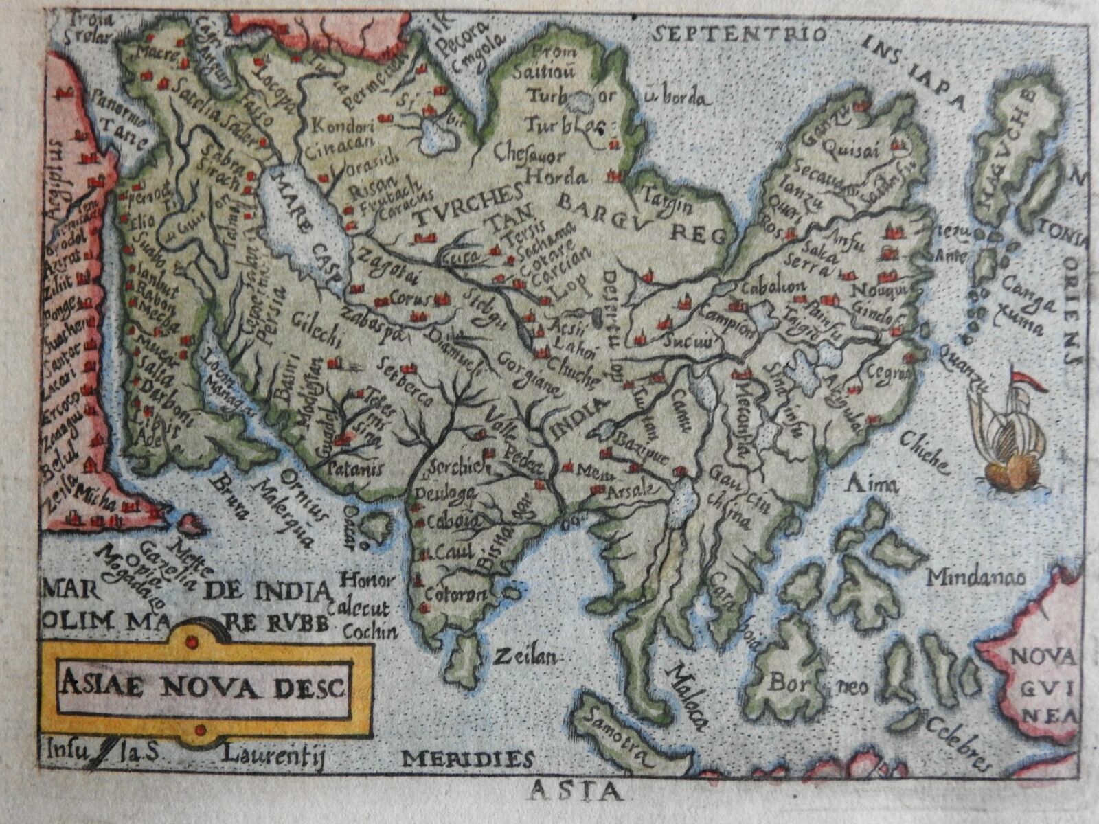 Asia Continent Arabia India China Japan c. 1655 Ortelius rare miniature ...