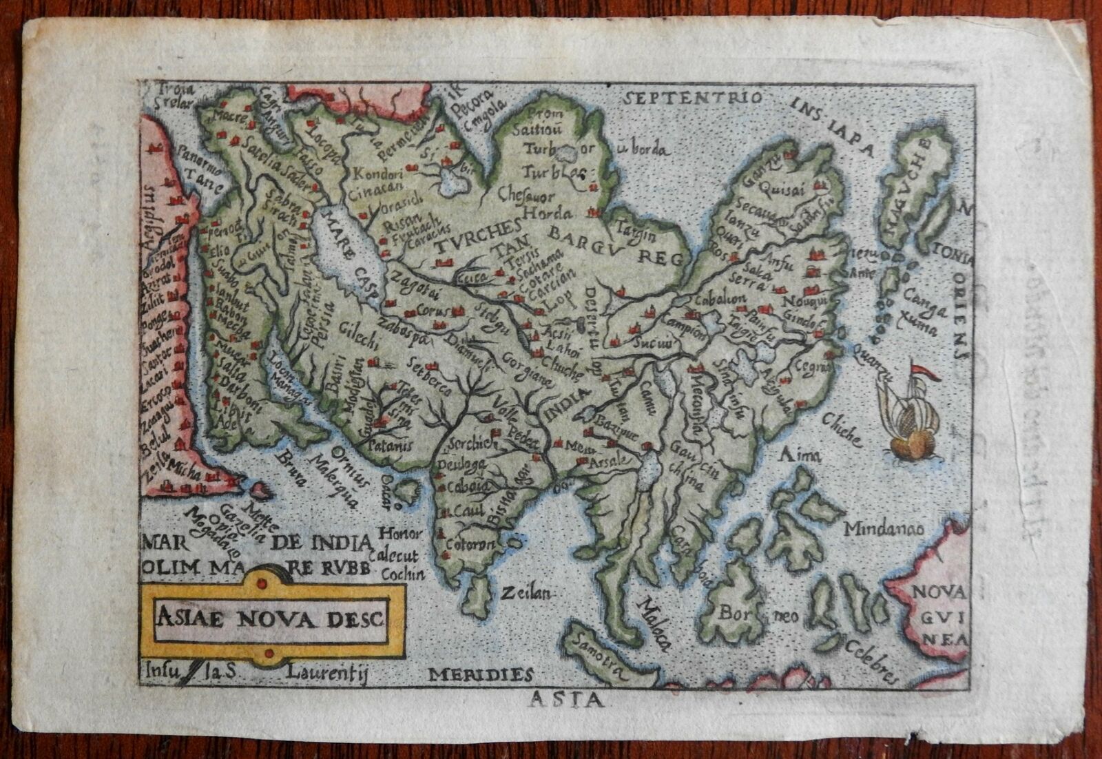 Asia Continent Arabia India China Japan c. 1655 Ortelius rare miniature ...