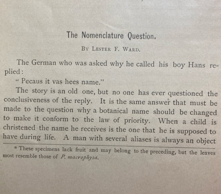 The Nomenclature Question. von Ward, Lester:: Very Good Paperback (1895 ...