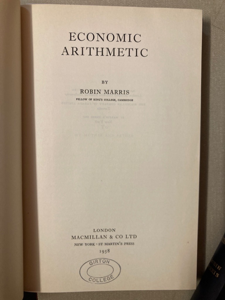 Economic Arithmetic. von Marris, Robin:: Very Good Hardcover (1958 ...