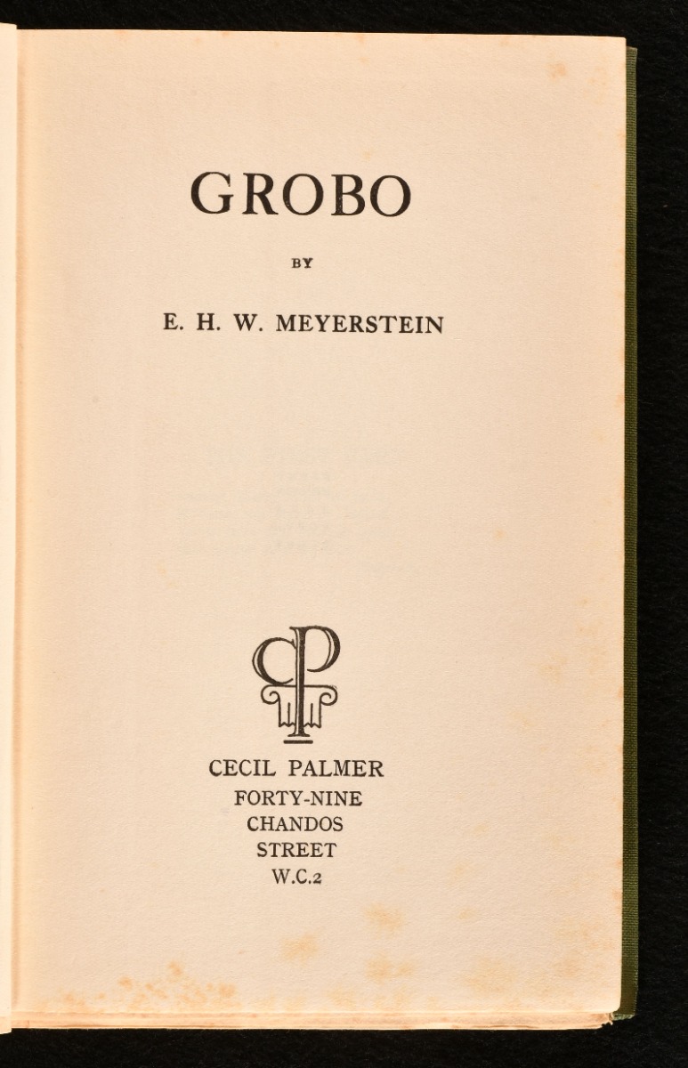 Grobo by E. H. W. Meyerstein: Very Good Indeed Cloth (1925) First ...