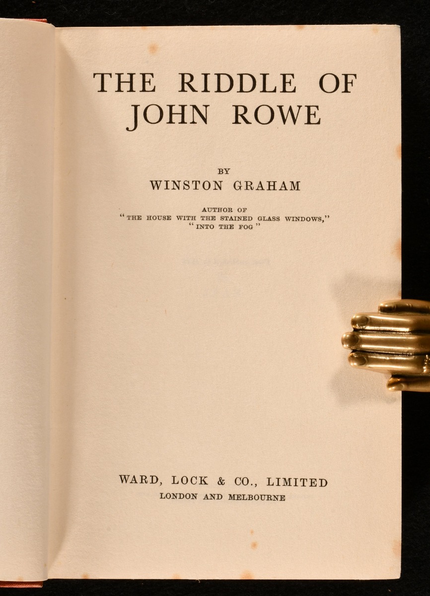 The Riddle of John Rowe by Winston Graham: Very Good Cloth (1935) First ...