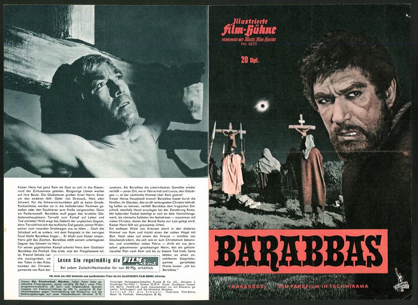 Filmprogramm IFB Nr. 6255, Barabbas, Anthony Quinn, Silvana Mangano ...