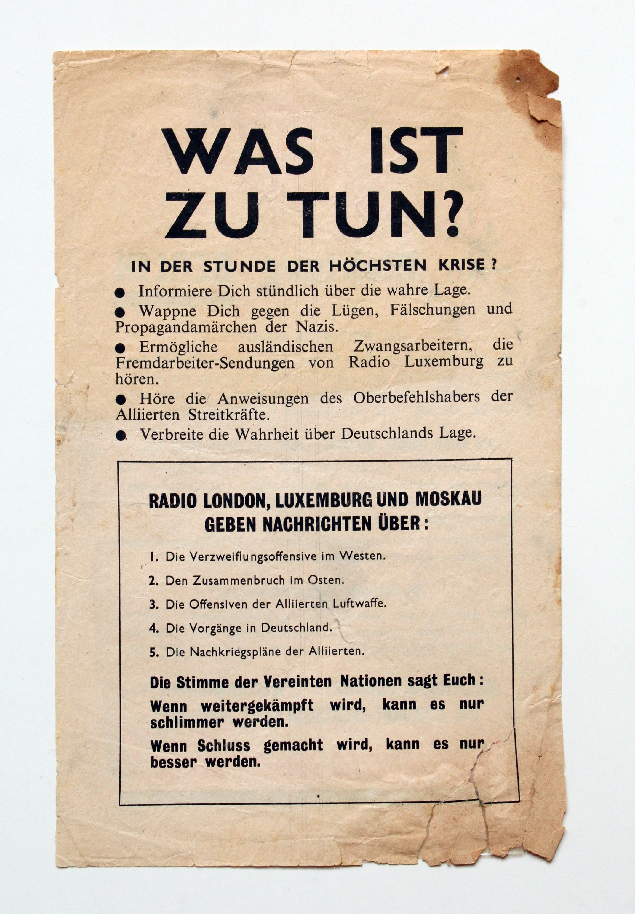 Sowjet Panzer in Richtung Berlin - Was ist zu tun? Flugblatt WG33 1945 ...