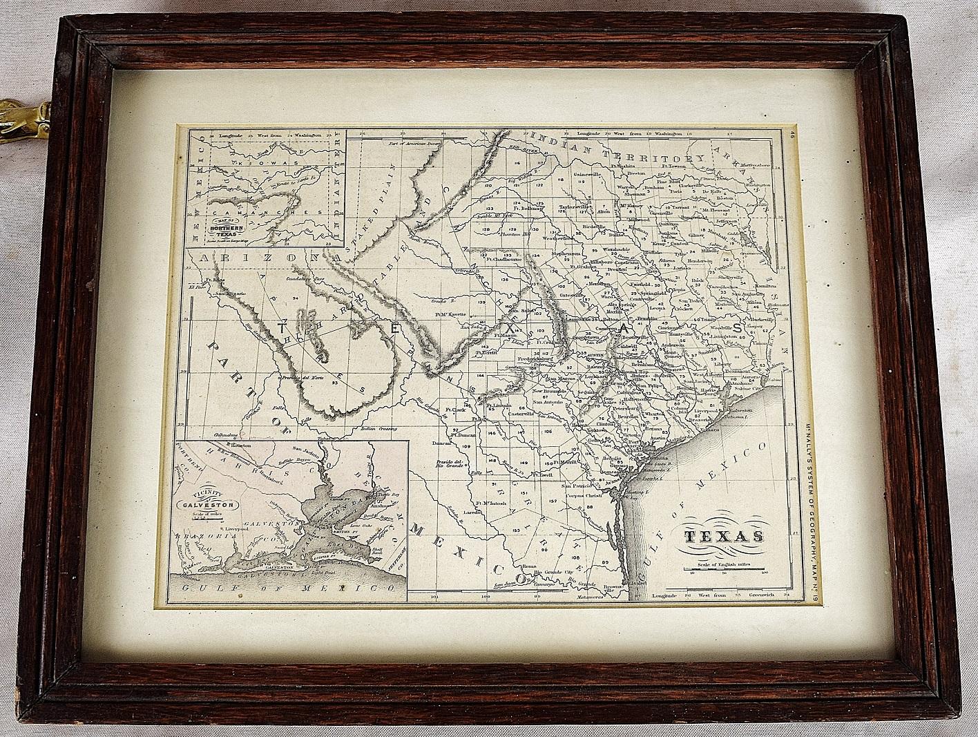 Map of Texas and Galveston: Circa 1870 by McNally: (1870) Map ...