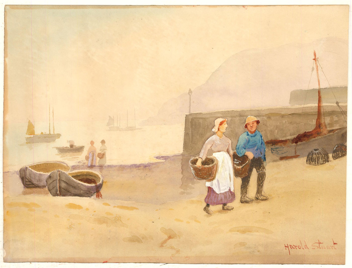 Harold Stuart - Early 20th Century Watercolour, Returning from the Sea ...