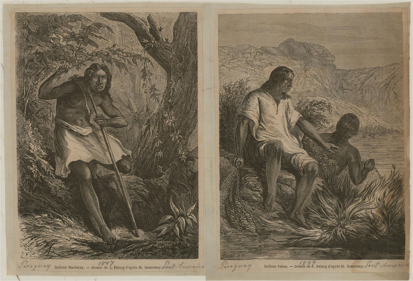 Five Mid 19th Century Wood Engravings - Natives In Southern America ...