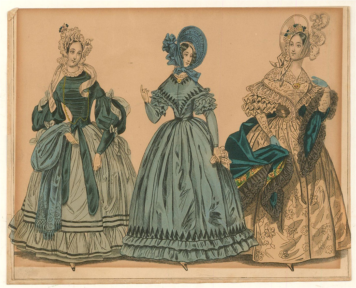 Early 19th Century Lithograph - 1830s Ladies' Fashion Illustrations ...