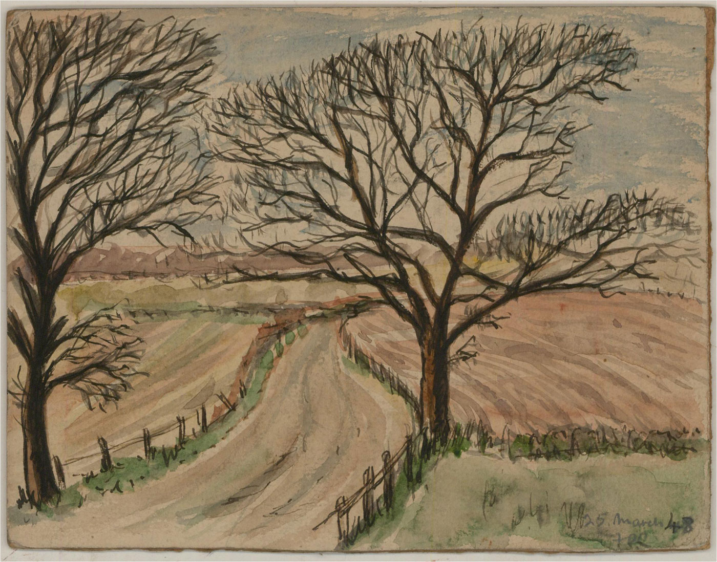 Frederick P. Cooke (1896-1978) - 1948 Watercolour, Fields von Frederick ...