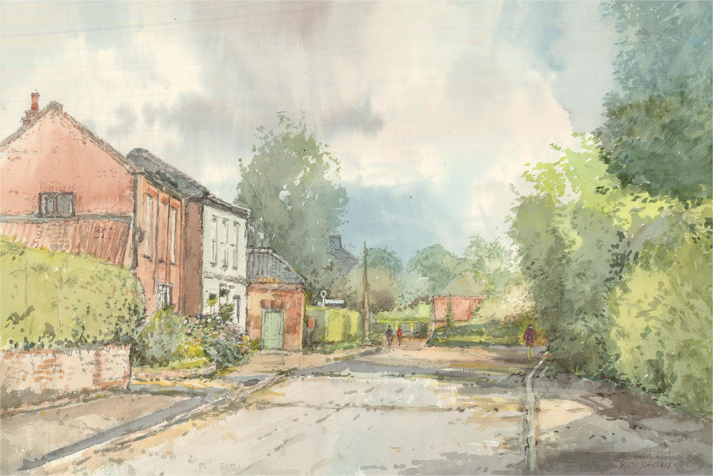 Keith Johnson (1931-2018) - 20th Century Watercolour, Village Street ...