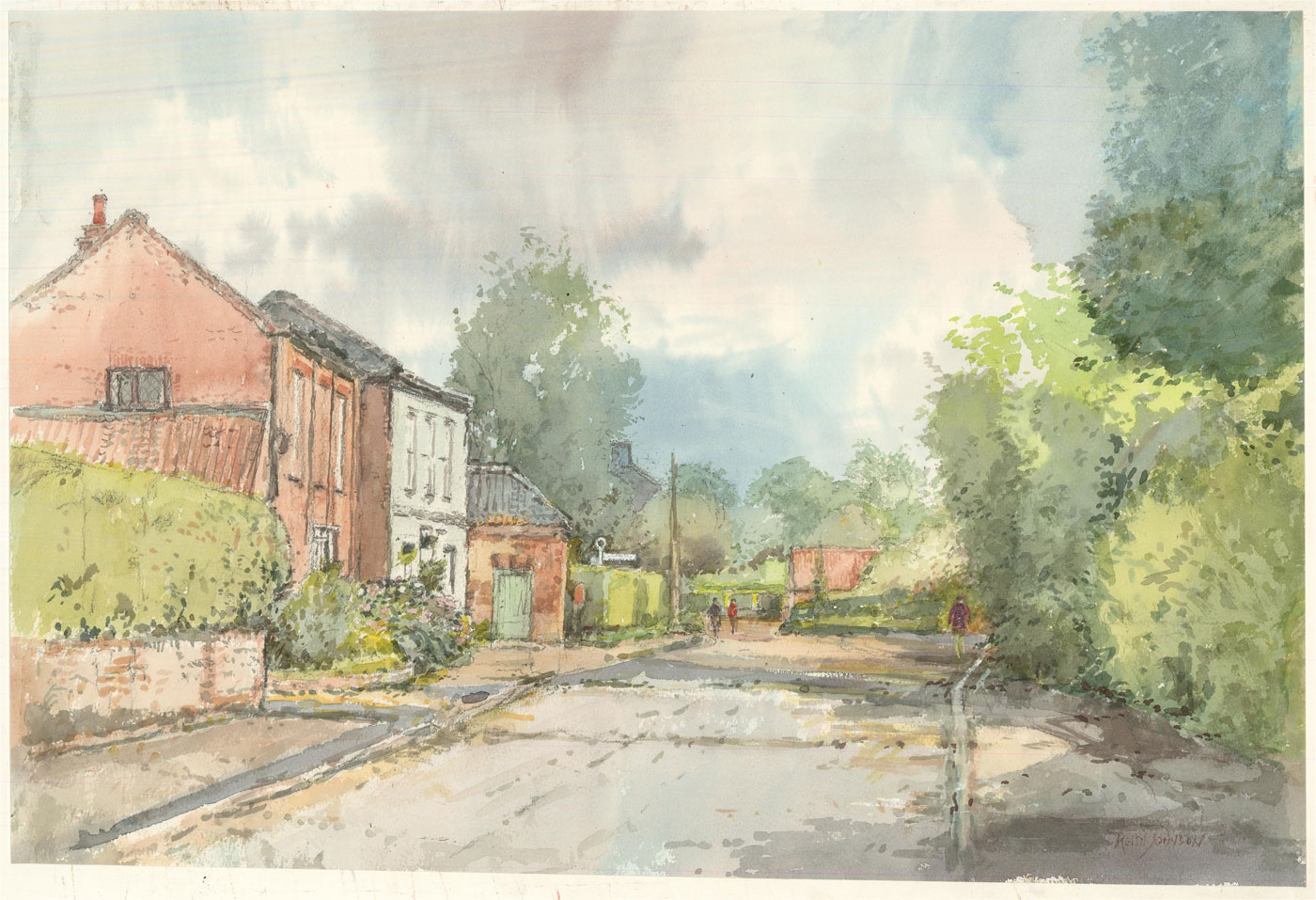 Keith Johnson (1931-2018) - 20th Century Watercolour, Village Street ...