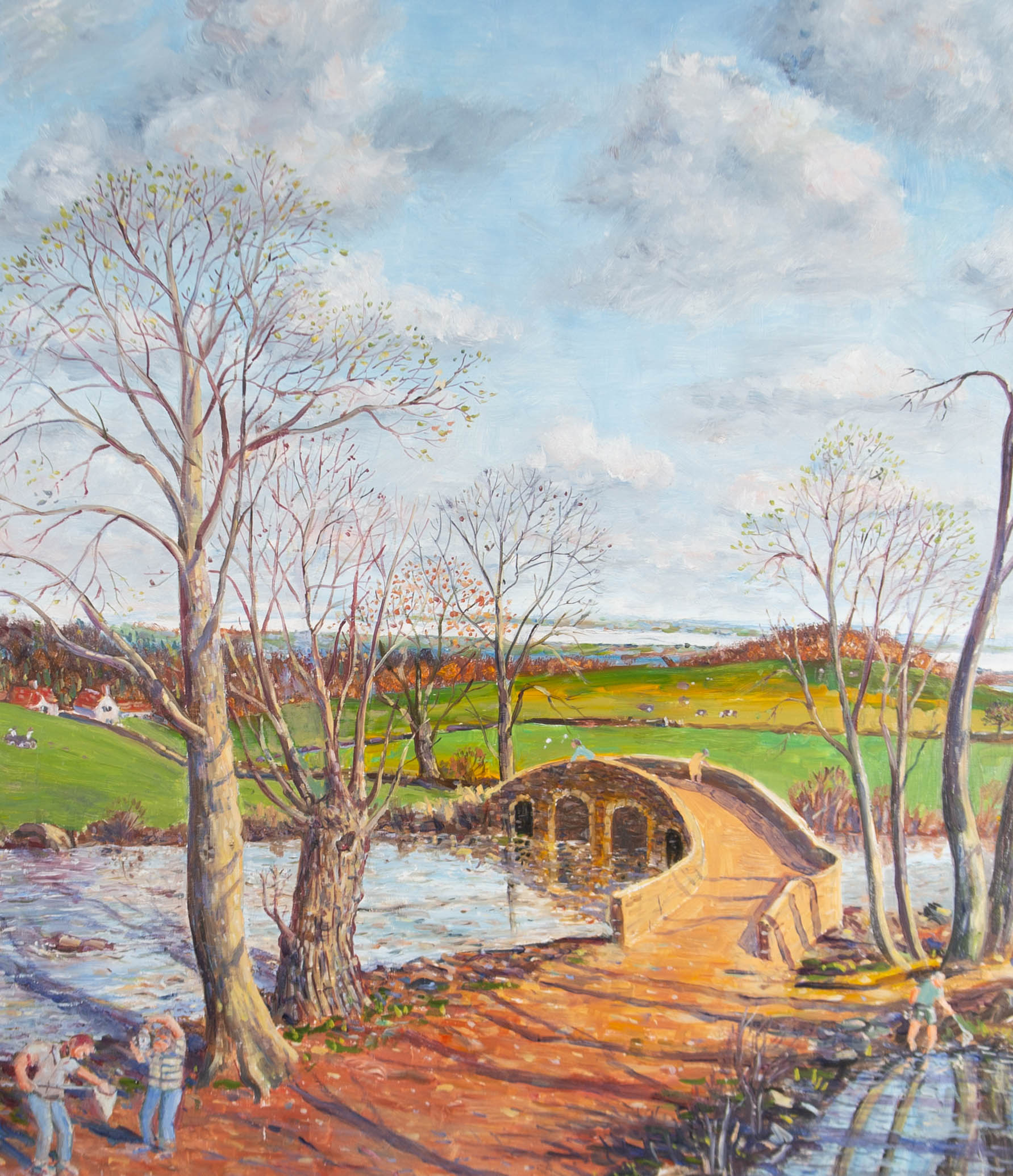 R. Dutton - Large 2010 Oil, Fishing by the Bridge von R. Dutton: (2010 ...