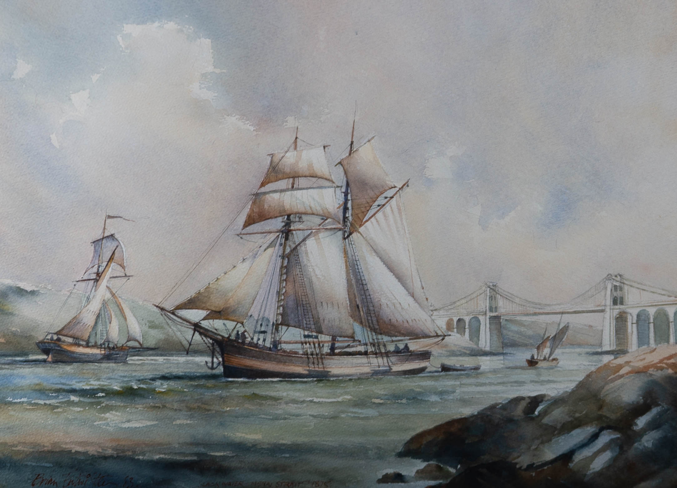 Brian Richard Entwistle - 1983 Watercolour, The Schooner 'Ebenezer' by ...